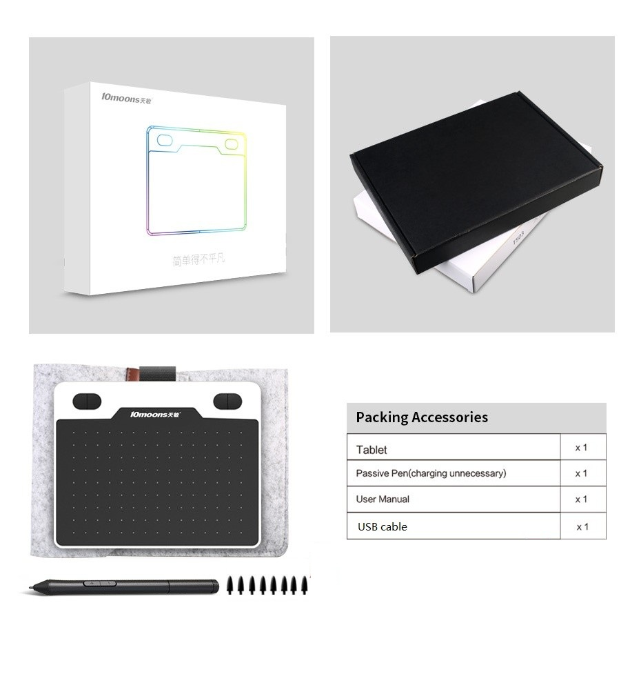 10moons 6 Inch Ultralight Graphic Tablet 8192 Levels Digital Drawing ...